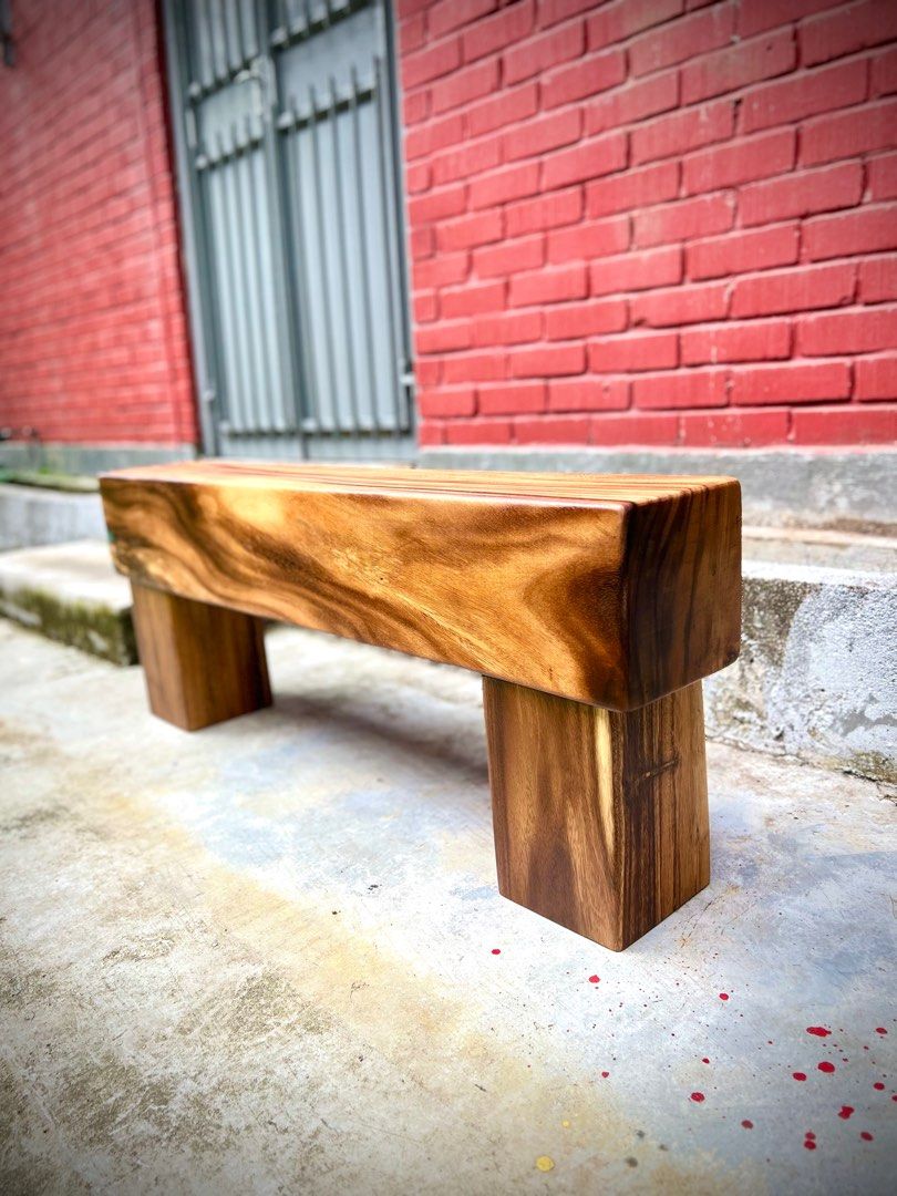 Solid Suar Wood Bench (Customisable), Furniture & Home Living ...
