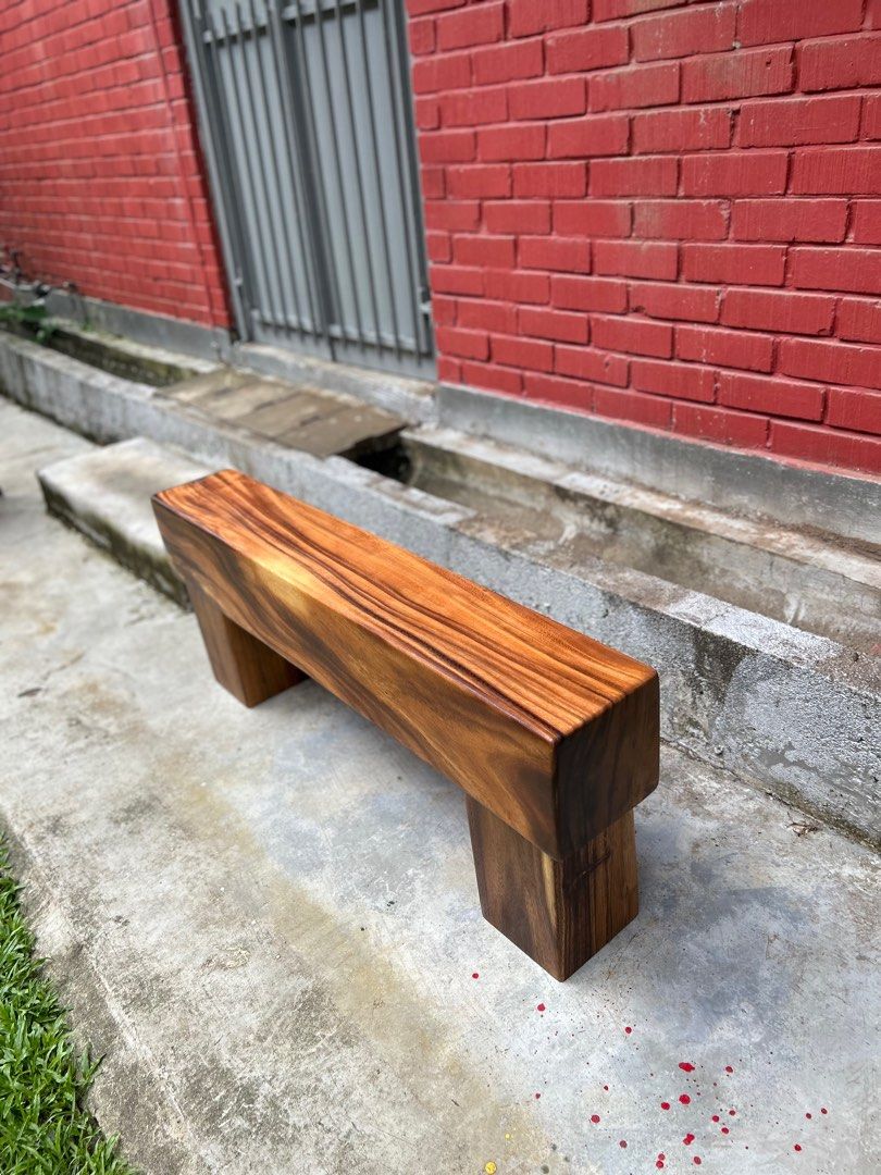 Solid Suar Wood Bench (Customisable), Furniture & Home Living ...