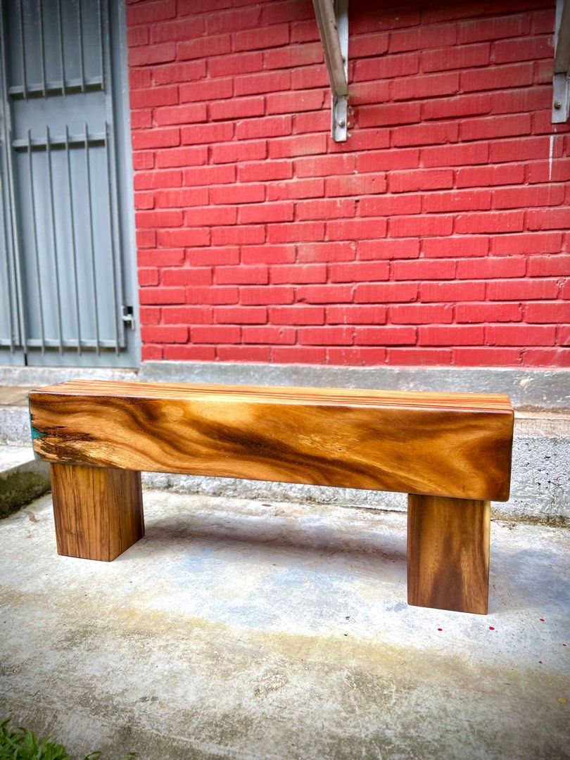 Solid Suar Wood Bench (Customisable), Furniture & Home Living ...