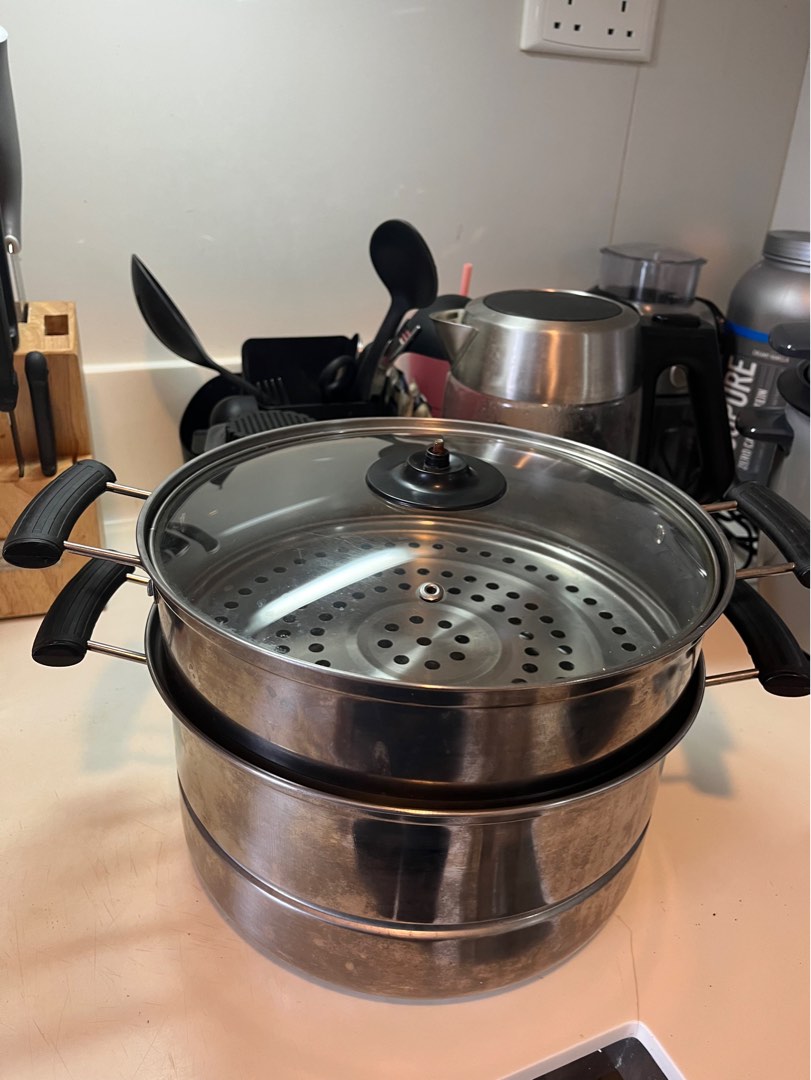 Soup stew pot, double steamer. Very used condition, Furniture & Home ...