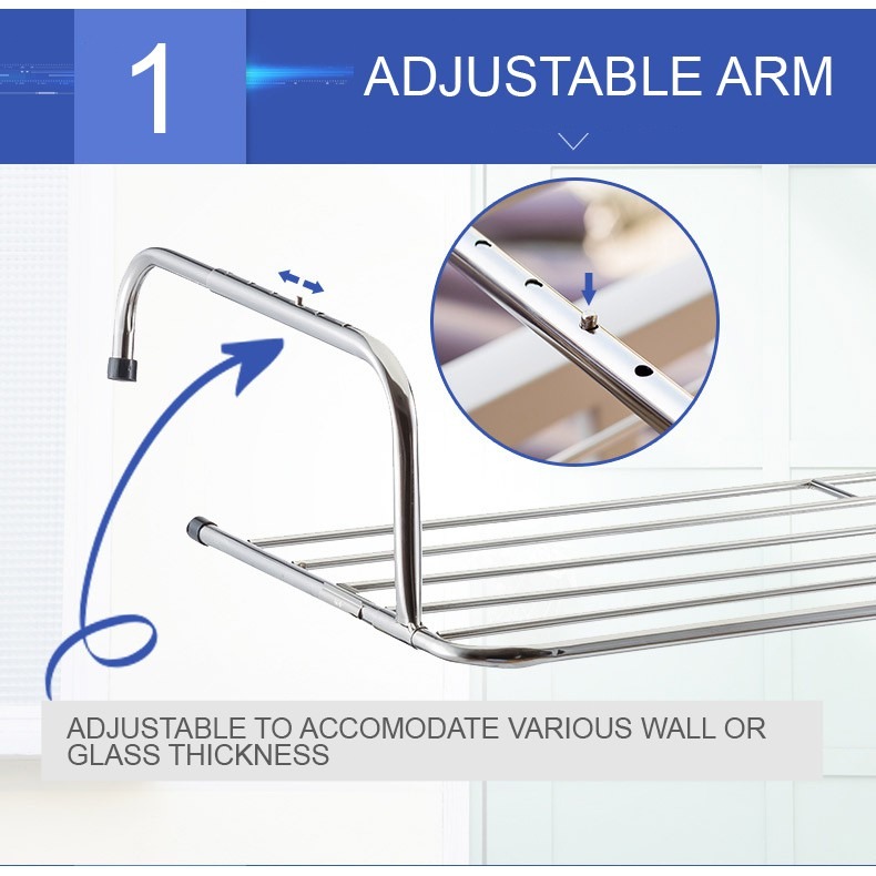 Steel Foldable Balcony Clothes Drying Rack Folding Towel Laundry Hanger ...