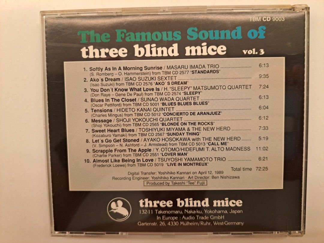 Three Blind Mice TBM CD 9002 - The Famous Sound of Three Blind mice vol. 3, Hobbies & Toys ...