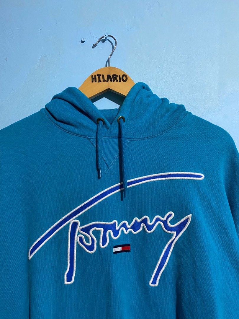 Tommy Embroidered Script Hoodie on Carousell