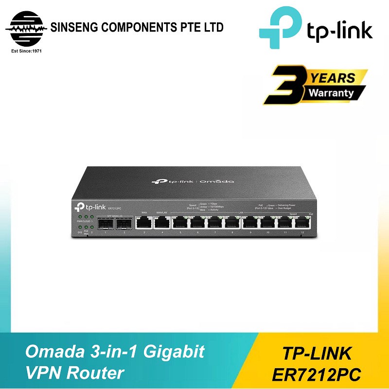 TP-Link ER7212PC Omada 3-in-1 Gigabit VPN Router, Computers & Tech ...