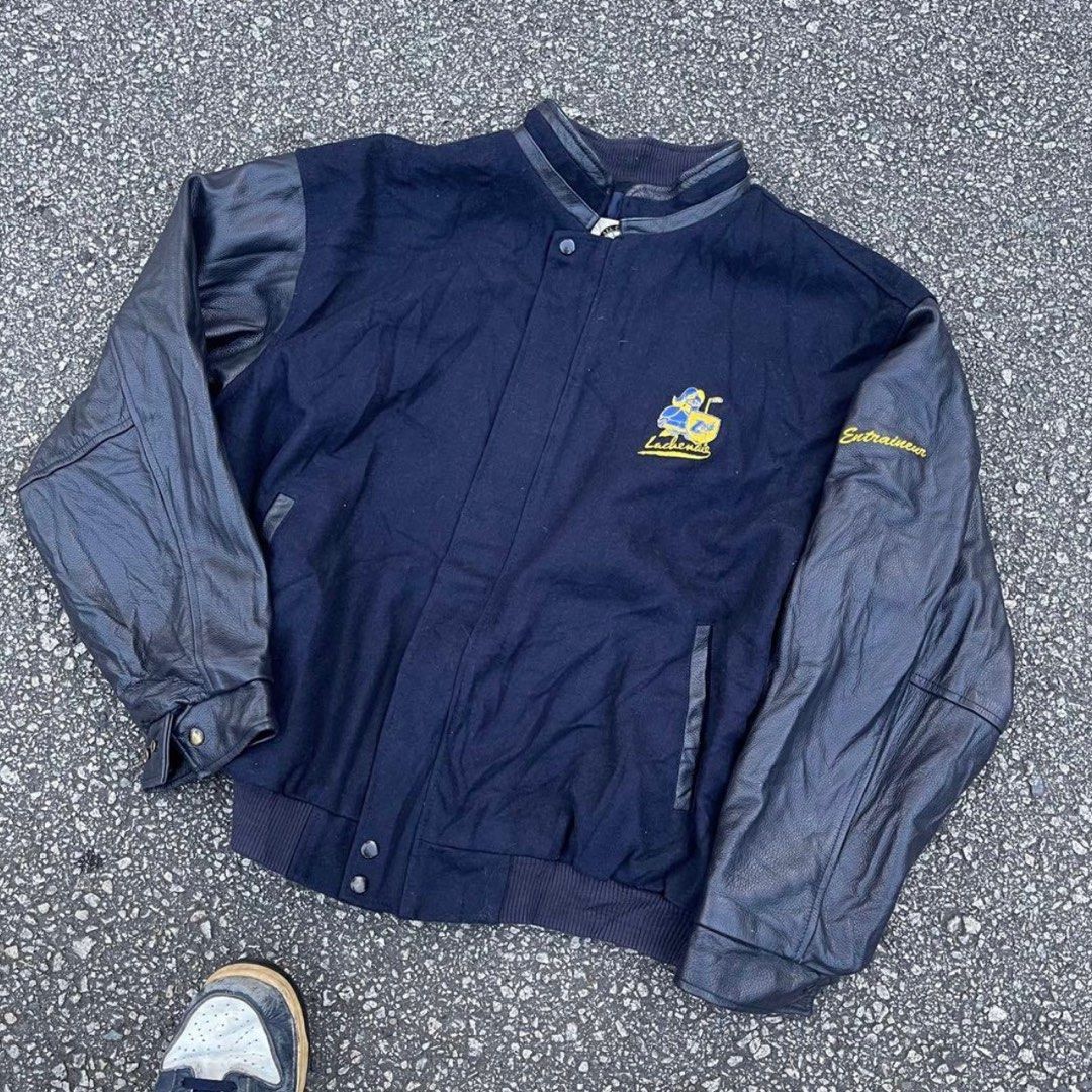 Vintage Varsity Leather Jacket 90s, Men's Fashion, Coats, Jackets and ...