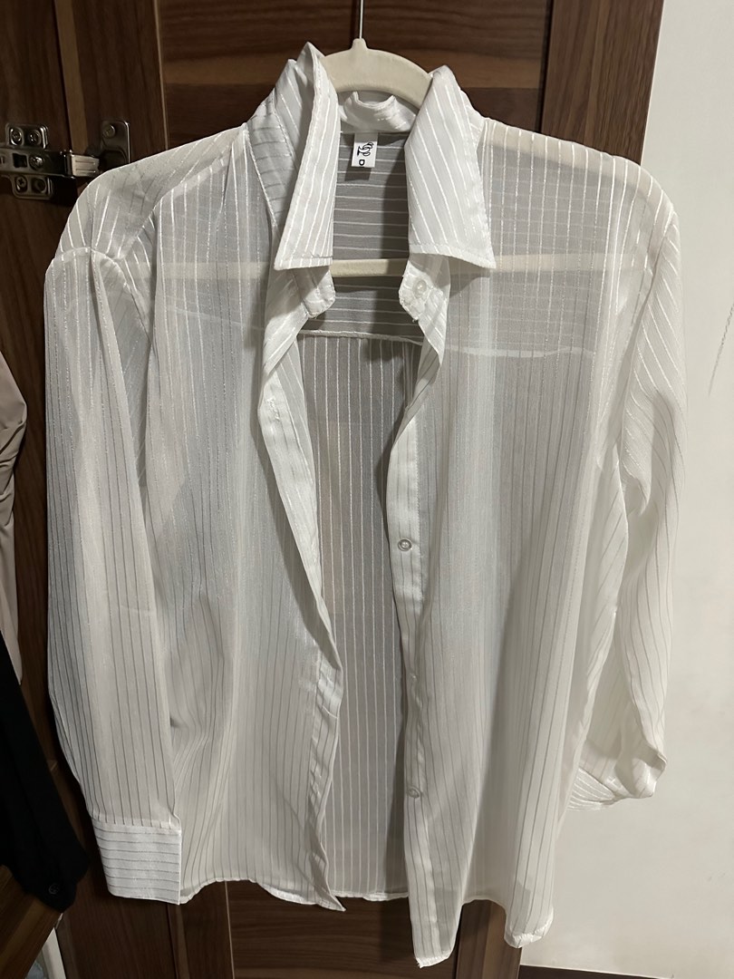 White See-Through Button Down Shirt on Carousell