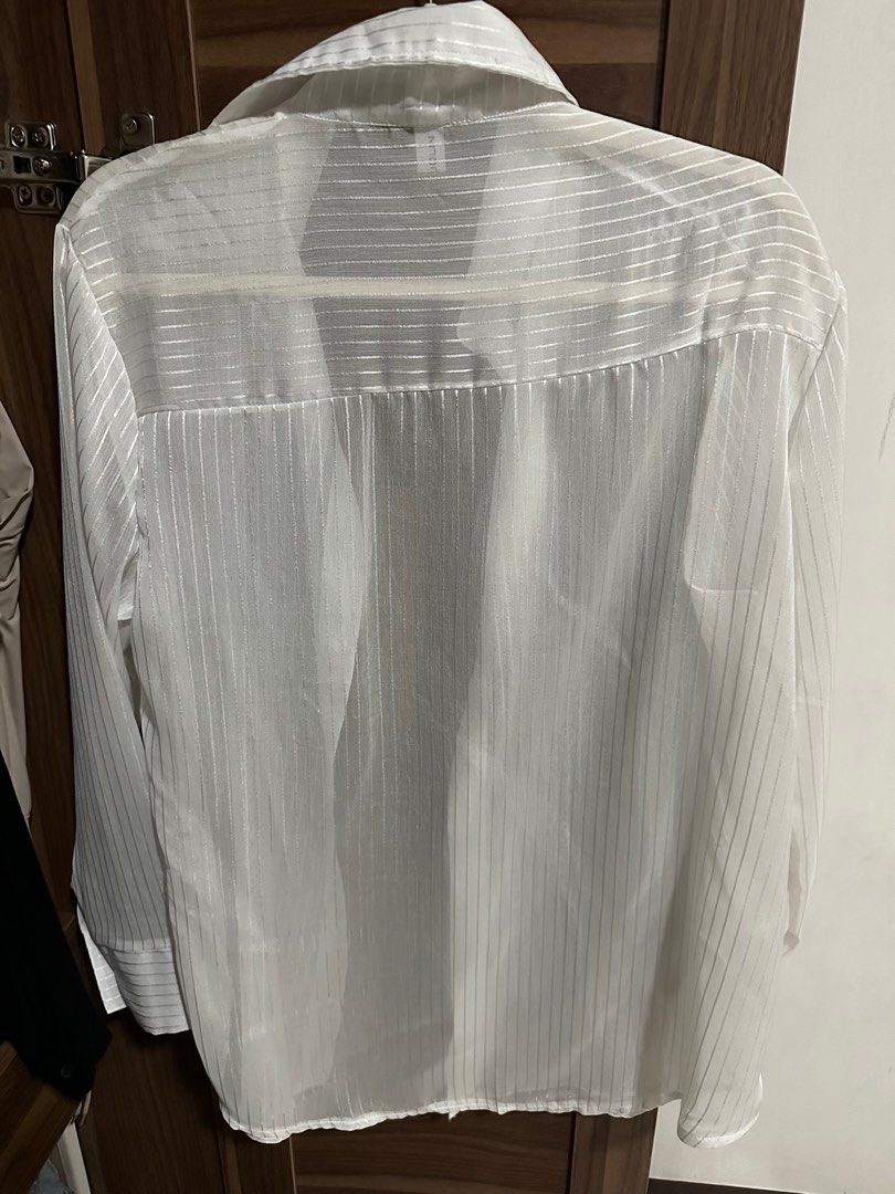 White See-Through Button Down Shirt on Carousell
