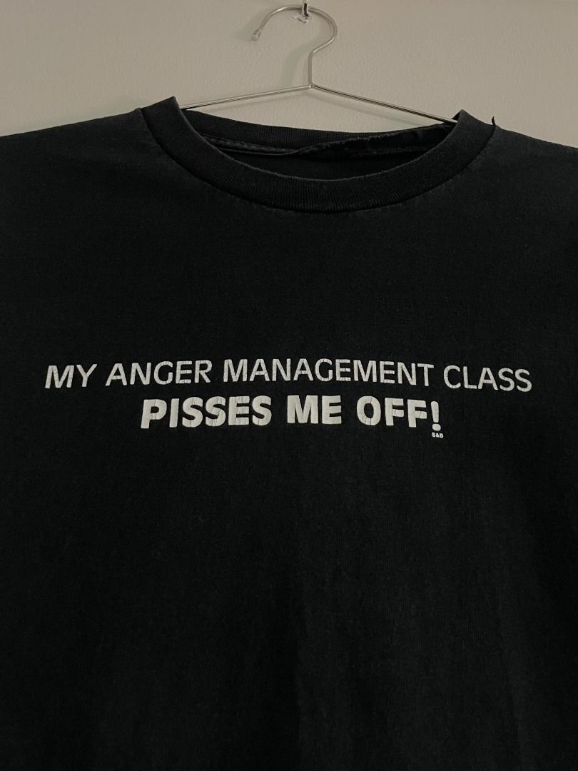 00s Anger Management Vintage Statement L/S Tee, Men's Fashion, Tops ...