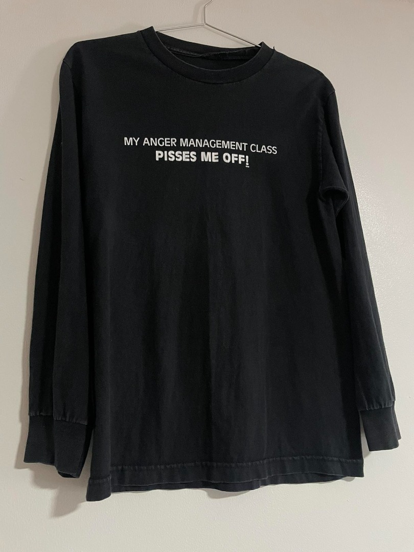 00s Anger Management Vintage Statement L/S Tee, Men's Fashion, Tops ...