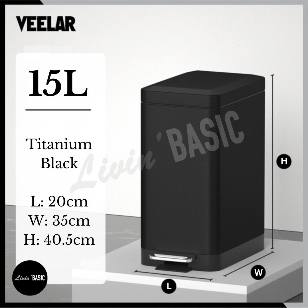 15L Step Bin Foot Pedal Extra Soft Closing Stainless Steel Dustbin ...