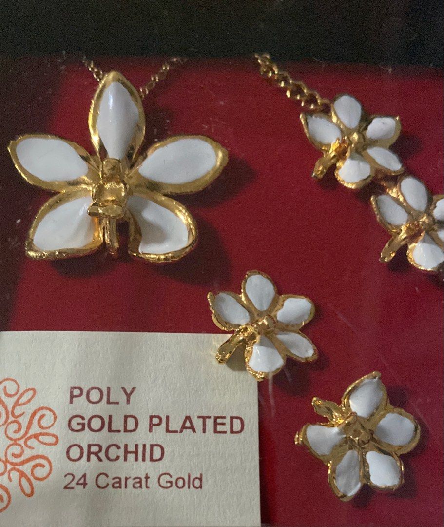 24k poly Gold Plated Orchid, Luxury, Accessories on Carousell
