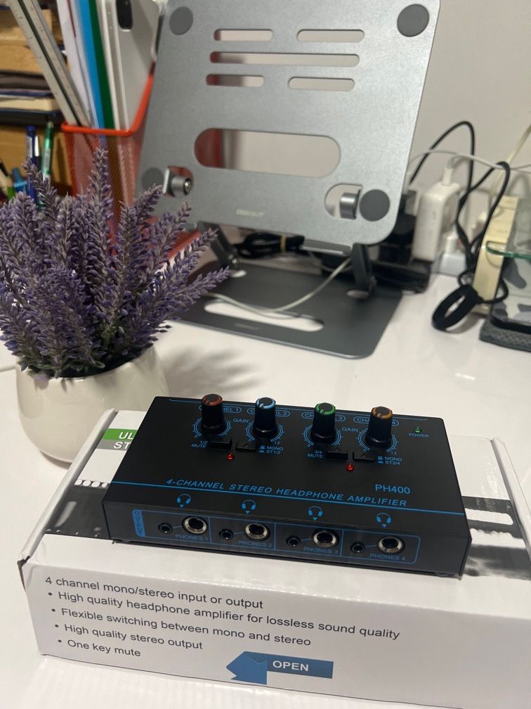 4 Channels Stereo Headphone Amplifier Mini Portable Earphone Splitter ...