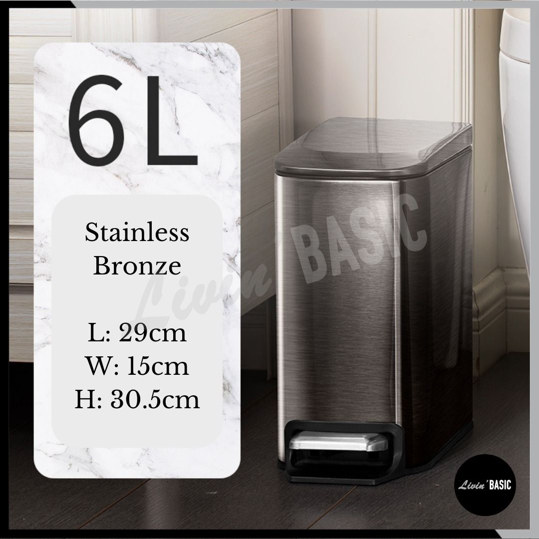 6L Foot Pedal Step Bin Extra Soft Closing Stainless Steel Dustbin ...