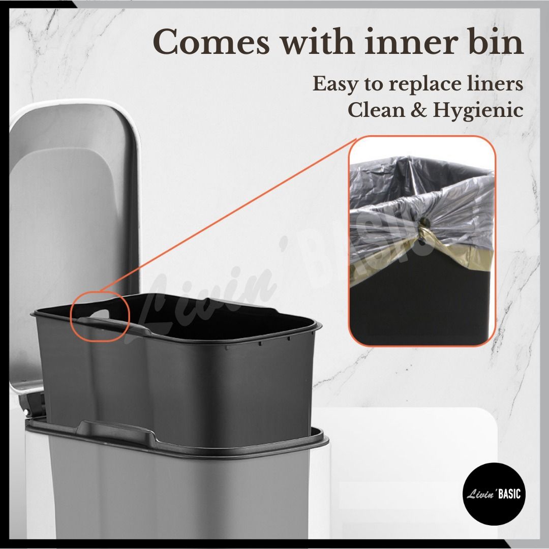 6L Foot Pedal Step Bin Extra Soft Closing Stainless Steel Dustbin ...