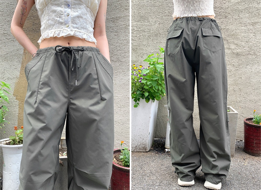 acubi club cargo falling string pants (khaki), Women's Fashion, Bottoms ...