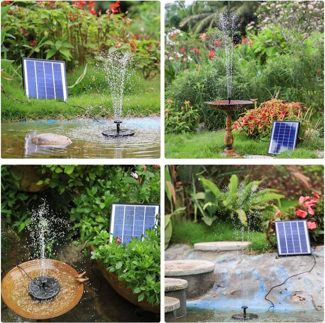 AISITIN Upgraded 6.5W Solar Floating Water Pump with 6 Fountain Styles ...