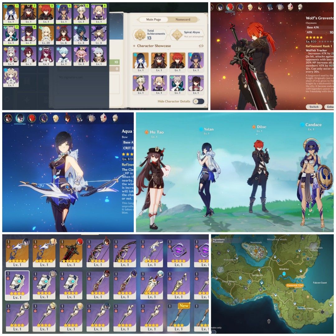 AR10 Yelan 2x Aqua Diluc WGS Genshin Account, Video Gaming, Video Games ...