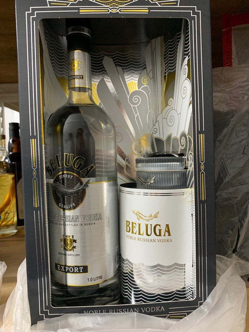 Beluga Noble Russian Vodka 1000ml with Caviar Dish Gift Box, Food ...