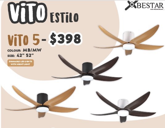 Bestar Vito 5 Blades Hugger DC Ceiling Fan, Furniture & Home Living ...