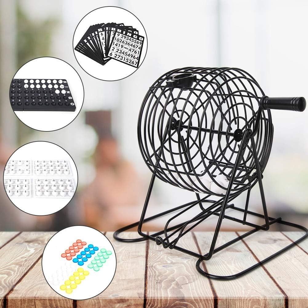 Bingo Game Set - 8-Inch Metal Cage with Plastic Masterboard, 75 Multi ...