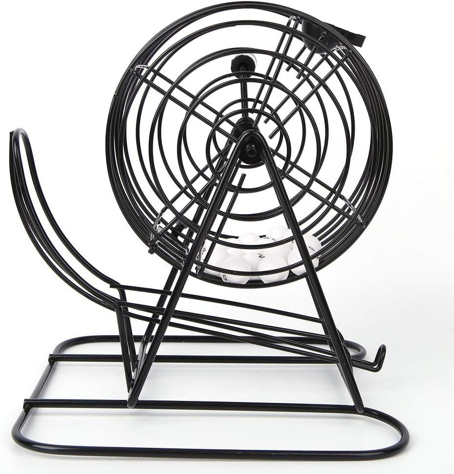 Bingo Game Set - 8-Inch Metal Cage with Plastic Masterboard, 75 Multi ...