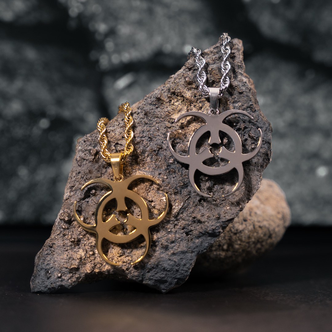 Biohazard symbol necklace, Women's Fashion, Jewelry & Organisers ...