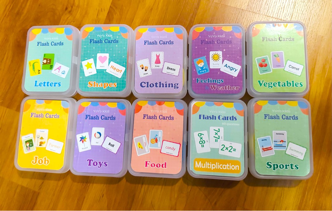 [Buy 3 Free 1] Children Flashcards Set with Hoop, Babies & Kids, Infant ...