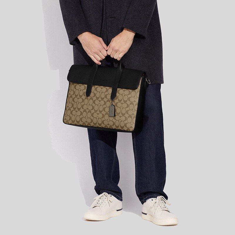 Coach Sullivan Portfolio Brief in signature canvas and coach Gotham ...