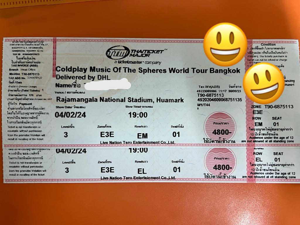 Coldplay Bangkok Concert Ticket, Tickets & Vouchers, Event Tickets on Carousell
