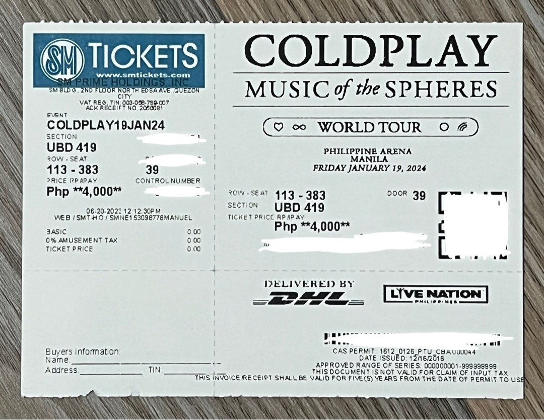 COLDPLAY CONCERT TICKET, Tickets & Vouchers, Event Tickets on Carousell