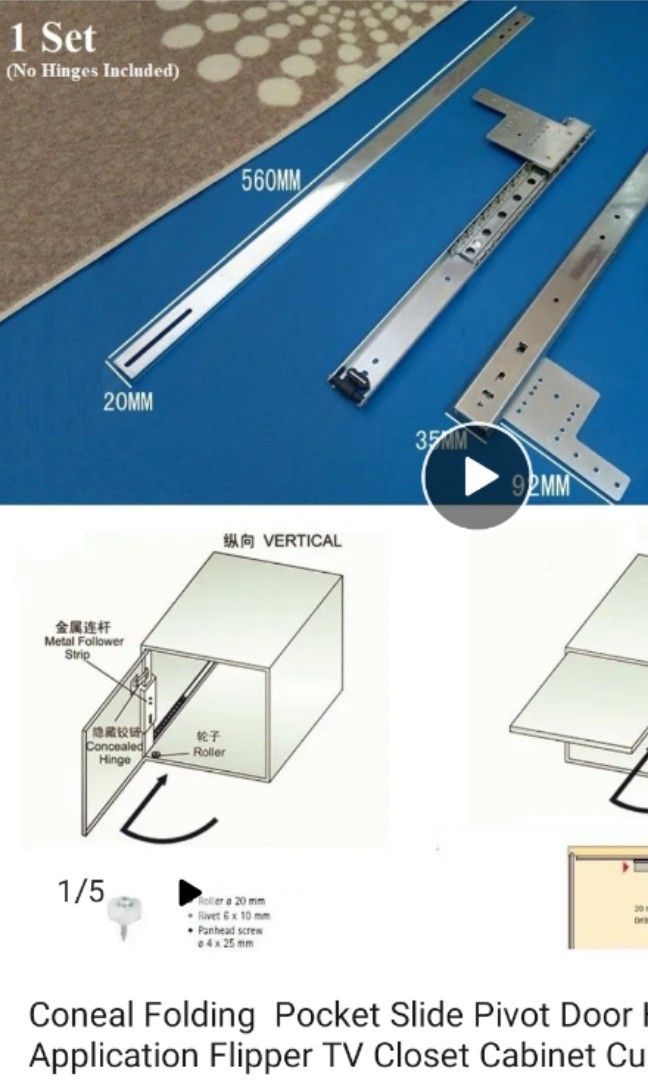 Concealed Pocket Door Sliding Drawer Rail, Furniture & Home Living ...