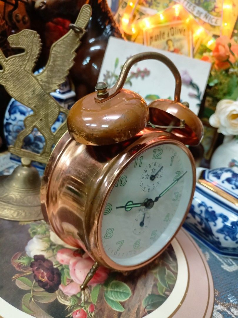 Copper Alarm Clock. 1970s Vintage German PETER Double Bell, Manual Wind ...