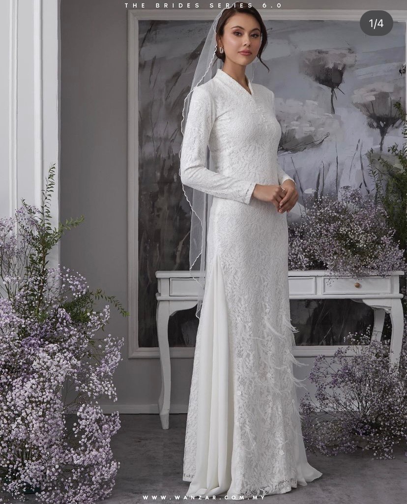 Dress Nikah Off White like Neelofa Baju Nikah Kahwin, Women's Fashion ...