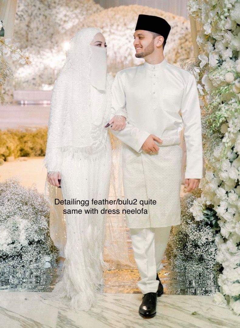 Dress Nikah Off White like Neelofa Baju Nikah Kahwin, Women's Fashion ...
