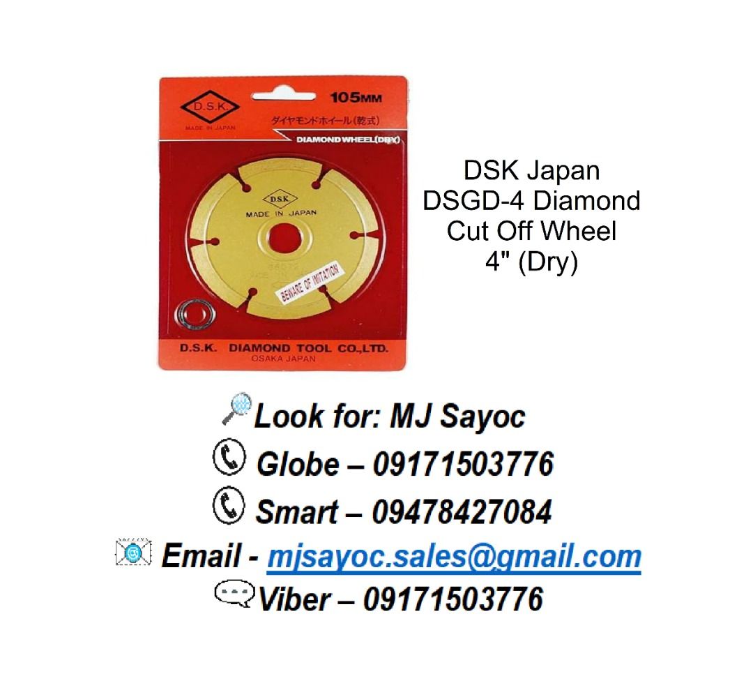 DSK Japan DSGD-4 Diamond Cut Off Wheel 4" (Dry) on Carousell