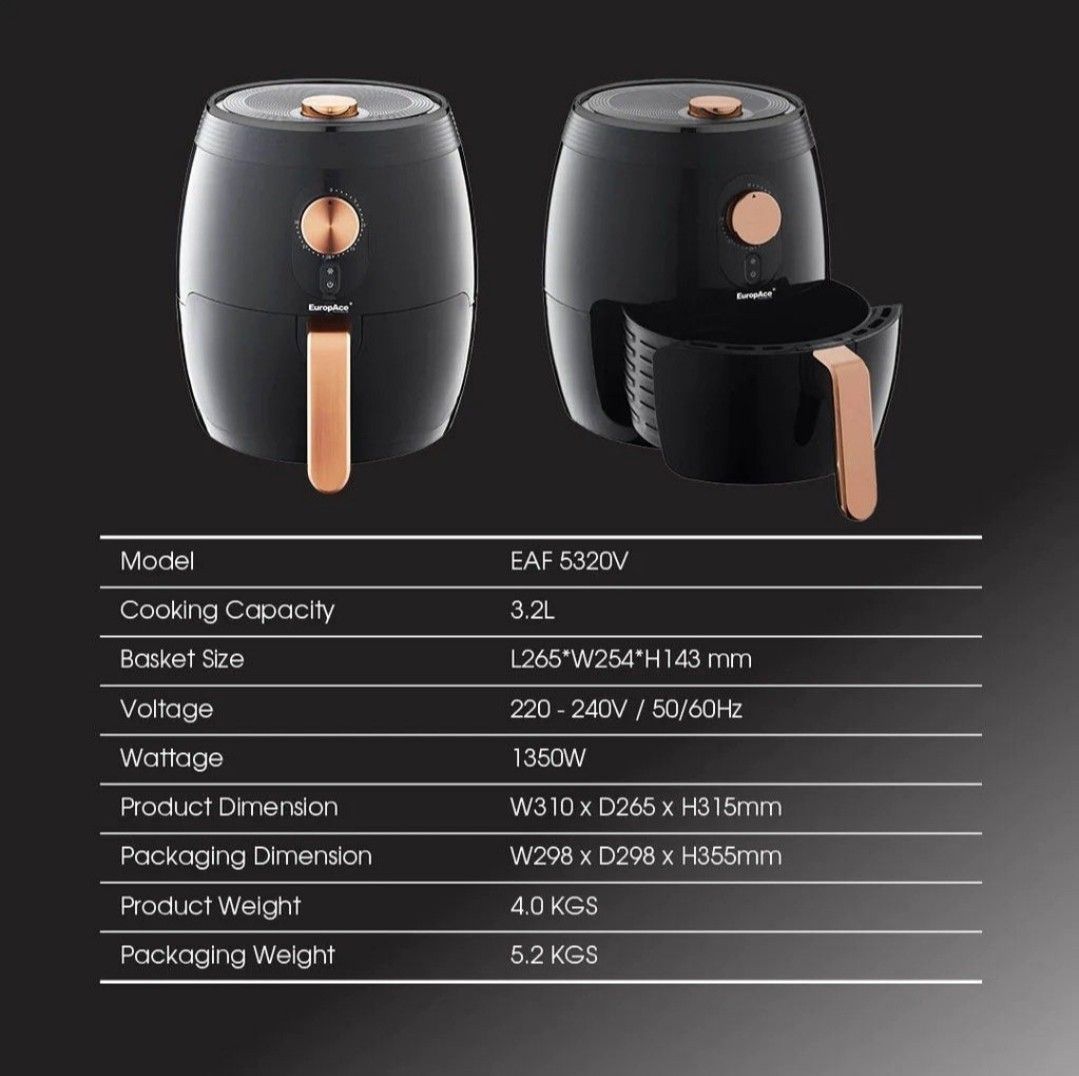 [Brand New] EuropAce Air Fryer 3.2L (EAF 5320V), TV & Home Appliances ...
