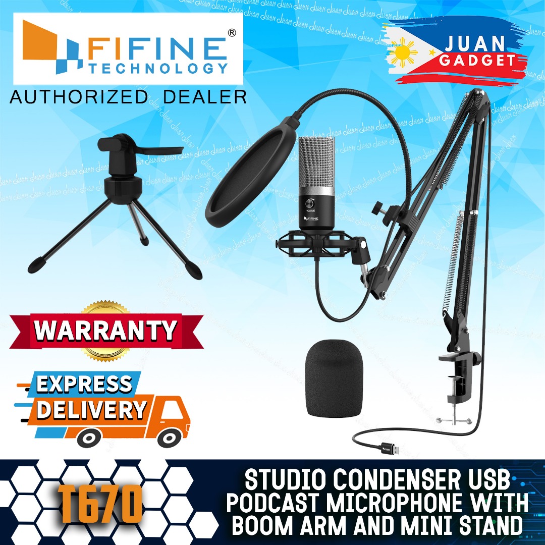 Fifine T670 USB Studio Microphone Condenser for Gaming, Recording, Live Streaming Microphone Kit ...