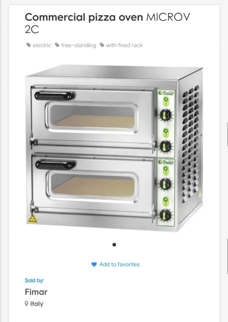 Fimar Commercial pizza oven MICROV 2C, TV & Home Appliances, Kitchen ...