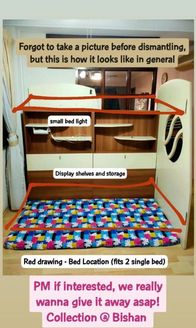 Free double decker single bedframe, Furniture & Home Living, Furniture ...
