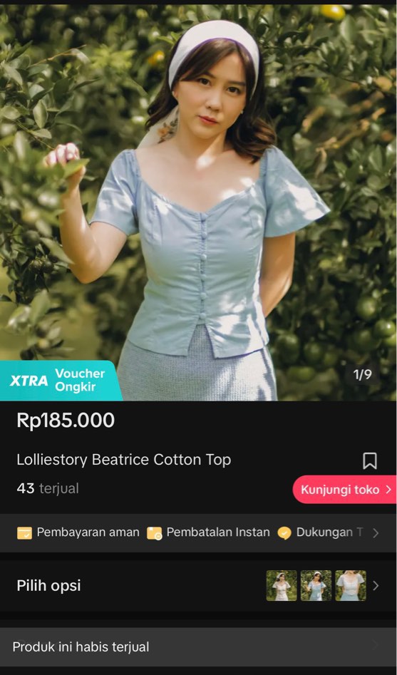 FREE ONGKIR! Lolliestory Beatrice Top, Fesyen Wanita, Pakaian Wanita, Atasan di Carousell