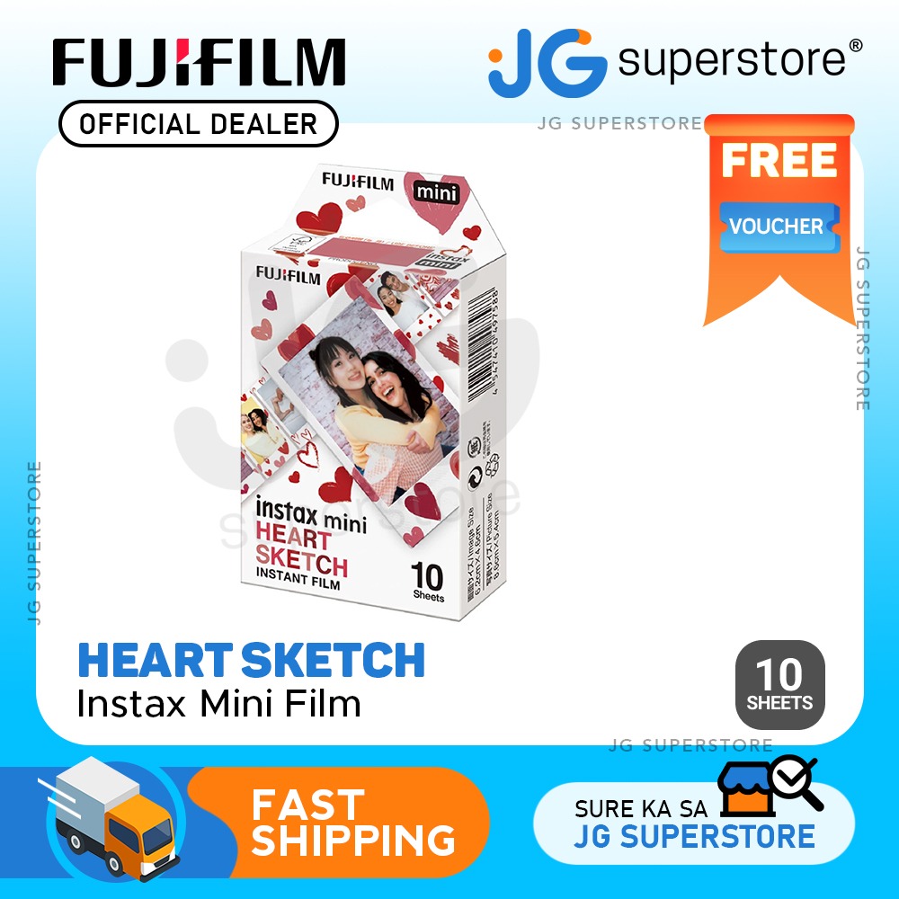 Fujifilm Instax Mini Heart Sketch Special Edition Instant Film with 10 ...