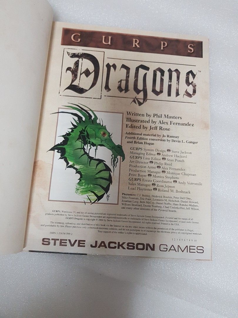 GURPS steve Jackson games dragons hatd cover 160 pages, Hobbies & Toys ...