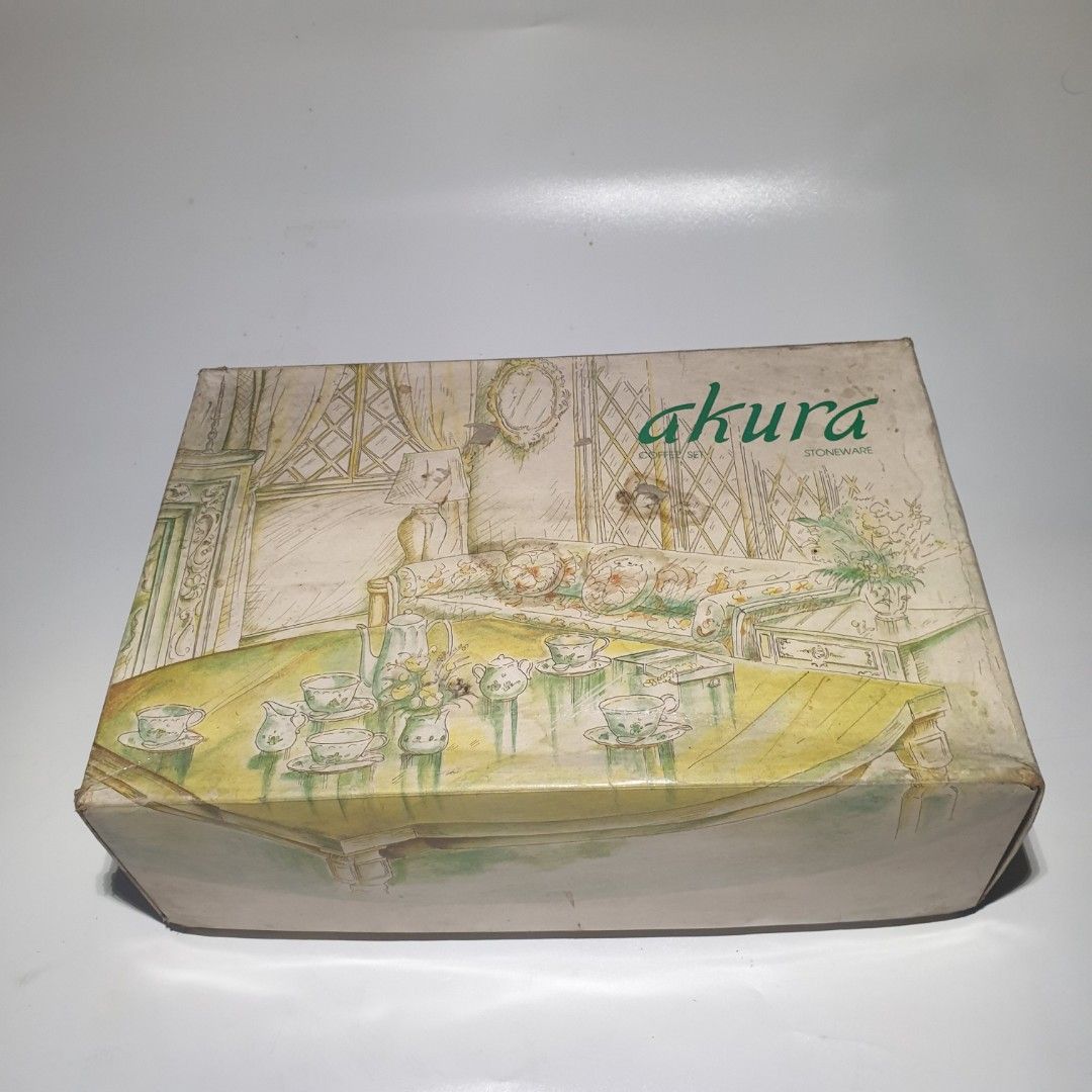 Jadul akura tea / coffee set keramik antik dekorasi japan langka rare cangkir gift set biru ...