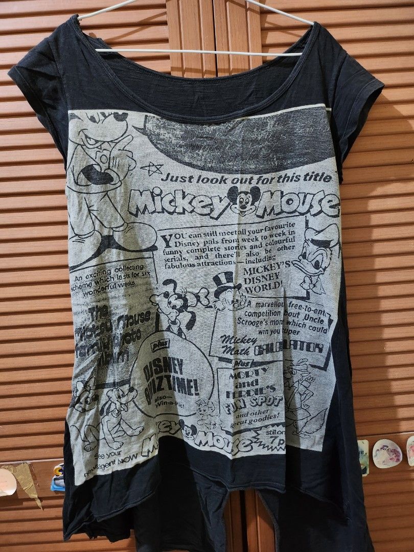 Kaos leher sabrina Mickey model koran, Fesyen Wanita, Pakaian Wanita ...