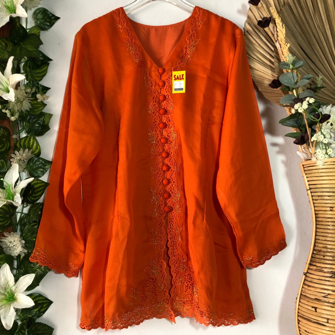 Kebaya Vintage Orange, Fesyen Wanita, Pakaian Wanita, Gaun & Rok di ...