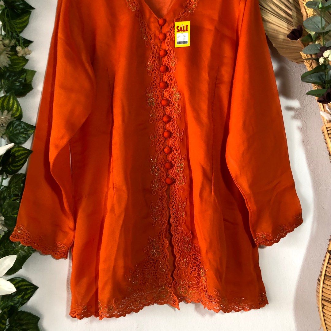 Kebaya Vintage Orange, Fesyen Wanita, Pakaian Wanita, Gaun & Rok di ...