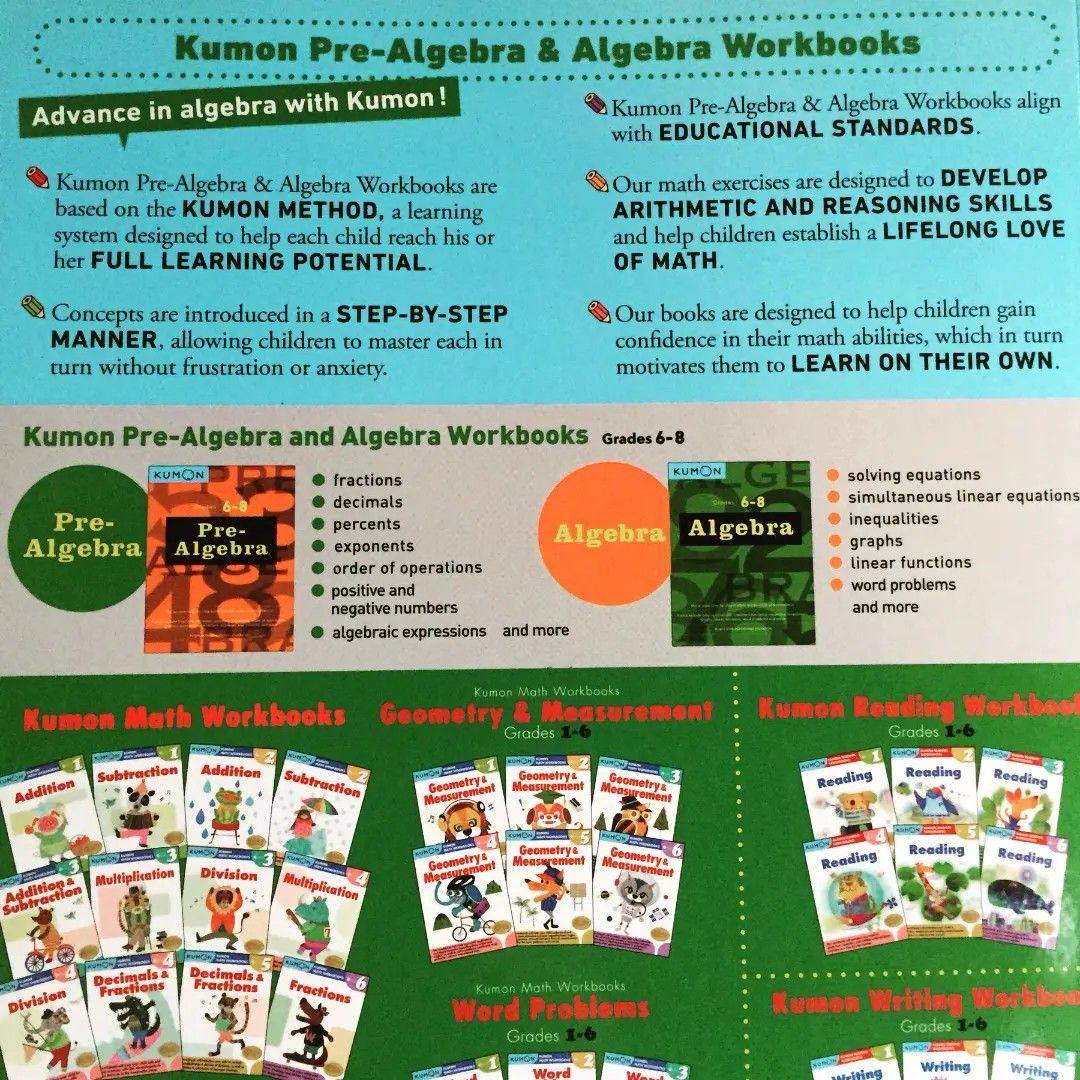 Kumon: Algebra (grades 6-8), Hobbies & Toys, Books & Magazines ...
