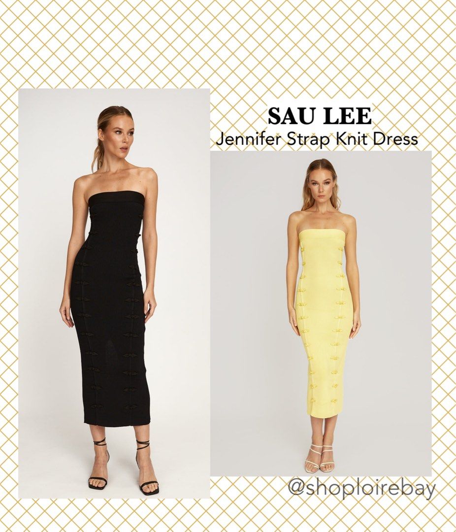 SAU LEE Jennifer tube maxi dress yellow black, Women's Fashion, Dresses ...
