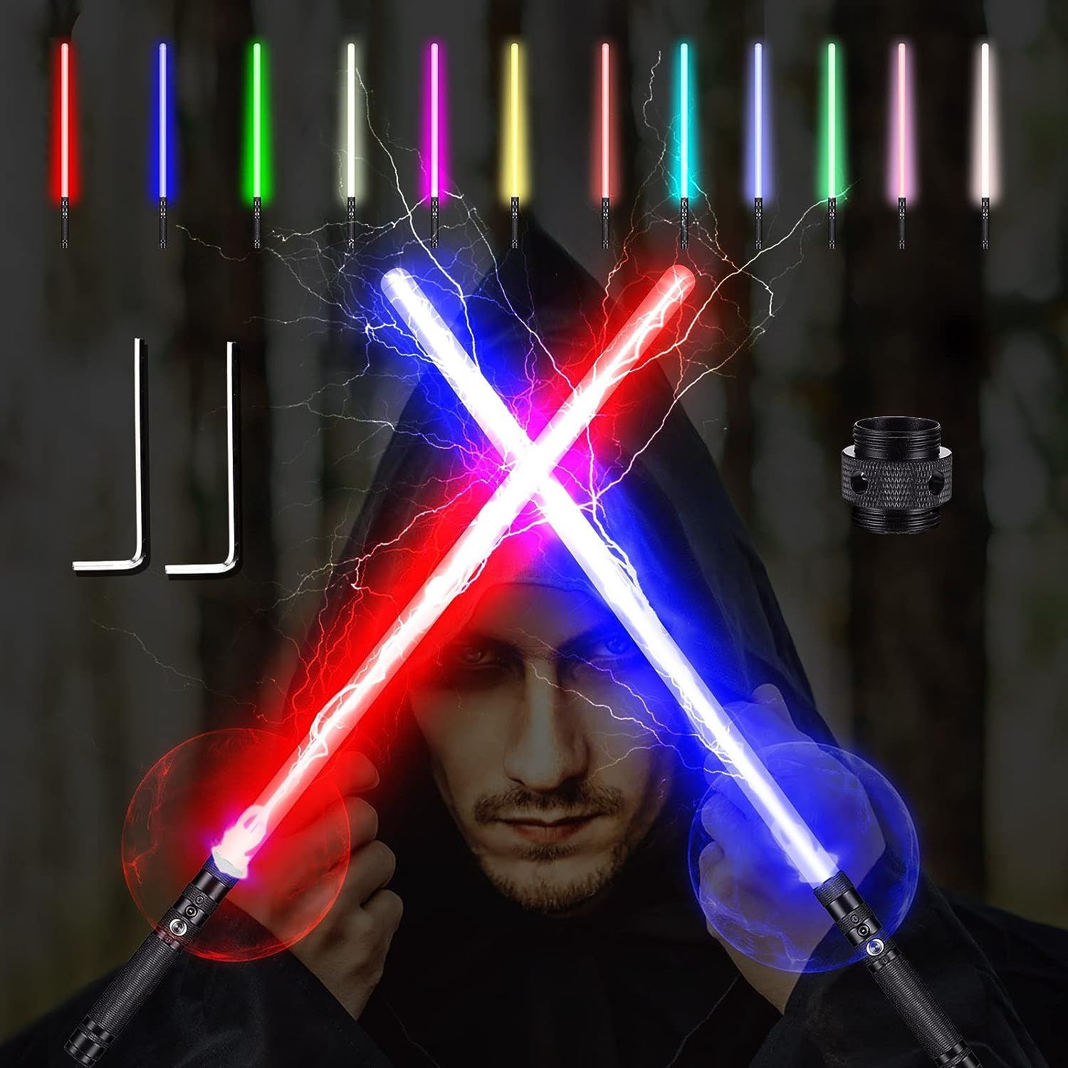 LED Light Saber Dueling Lightsaber 12 Changeable Colors Rechargeable ...