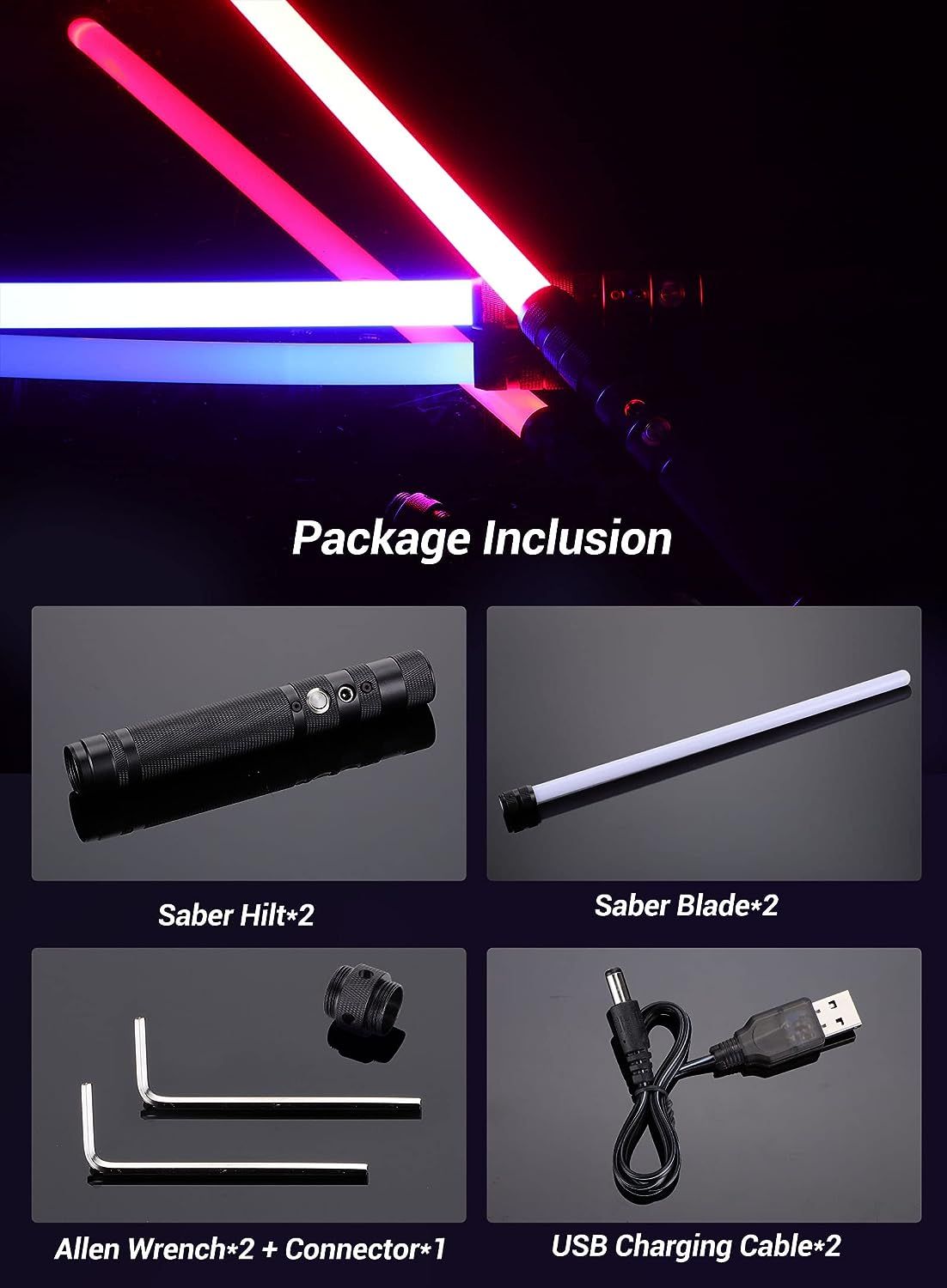 LED Light Saber Dueling Lightsaber 12 Changeable Colors Rechargeable ...